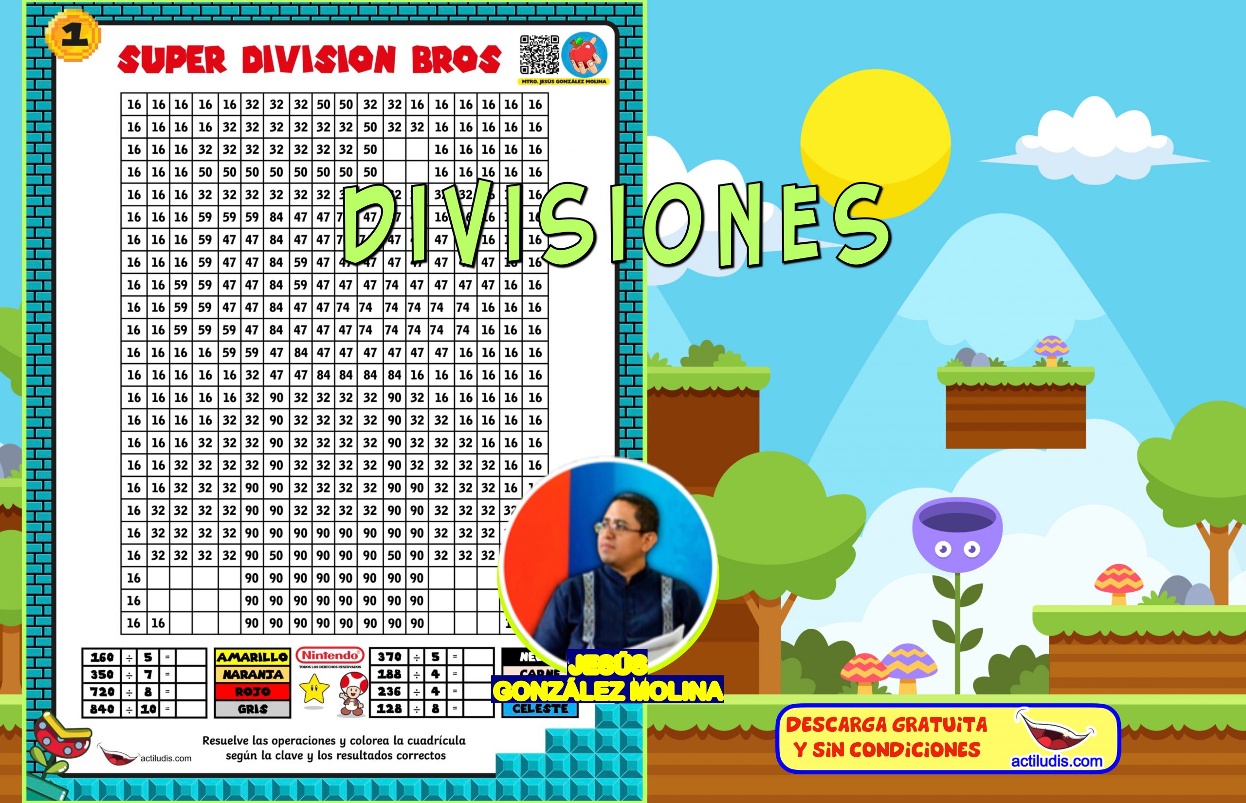 Divisiones de 3 cifras entre 1 con Mario Bros - Actiludis