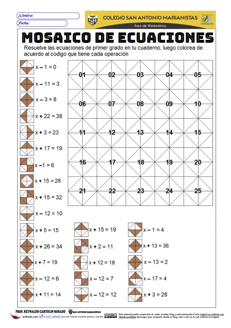 Mosaico de Ecuaciones - Actiludis