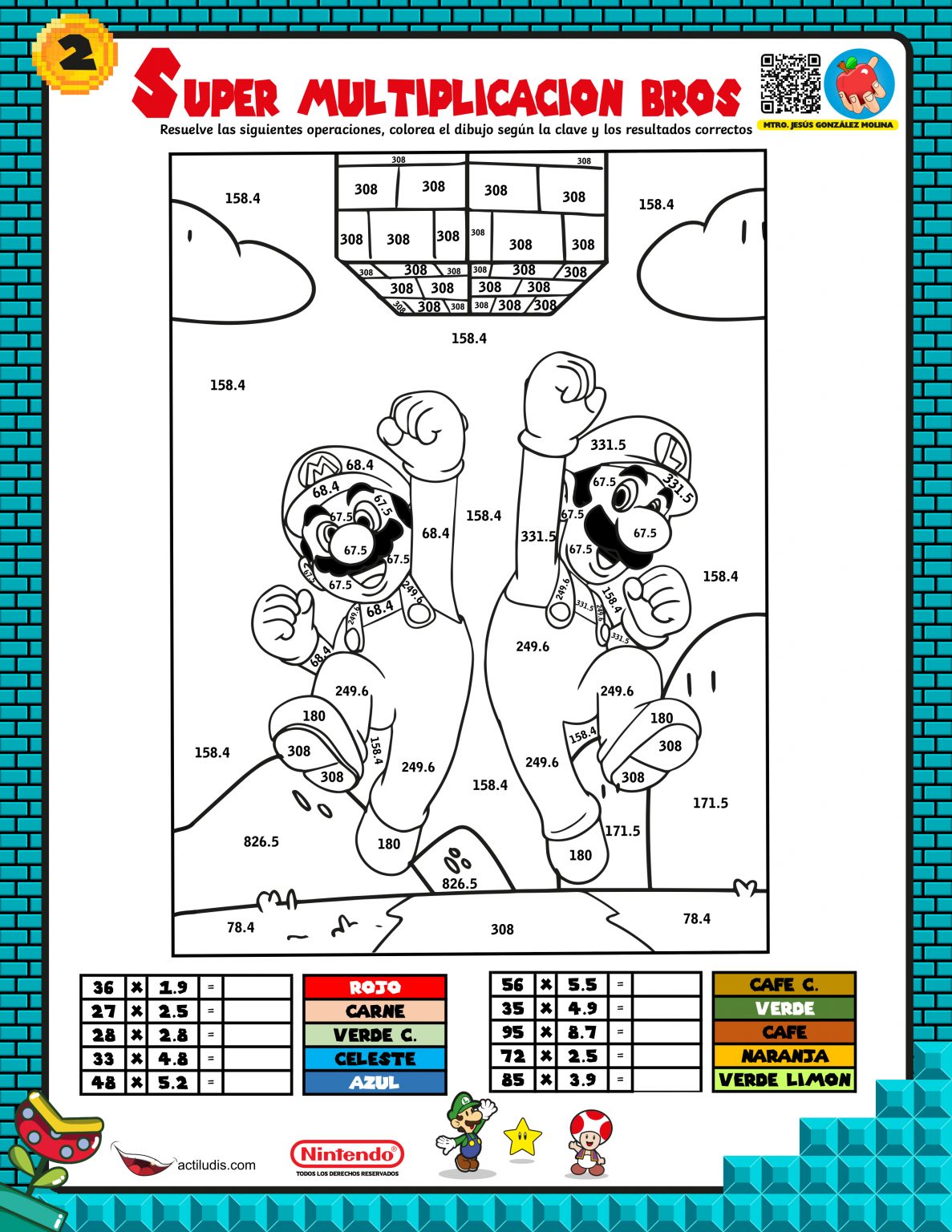 Productos con decimales y Mario Bros - Actiludis