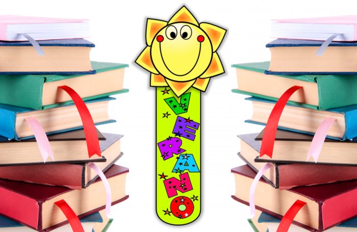 Many books with bookmarks isolated on white - Actiludis