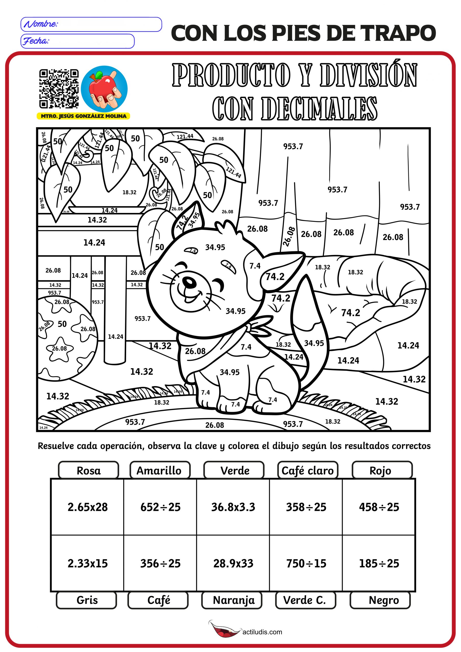 Producto y división con decimales y el cuento "Con pies de trapo ...