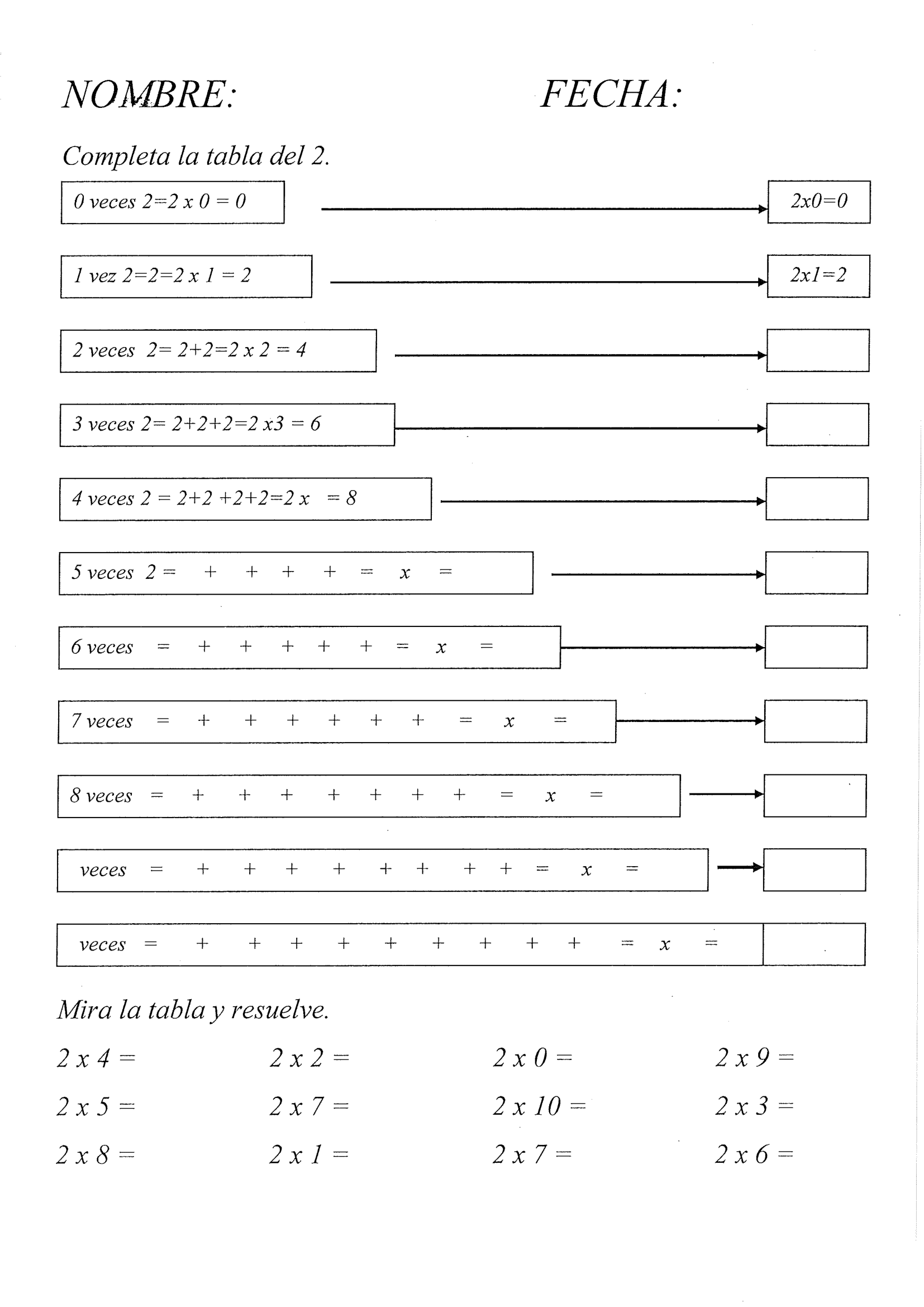 Cuaderno de multiplicaciones - Actiludis