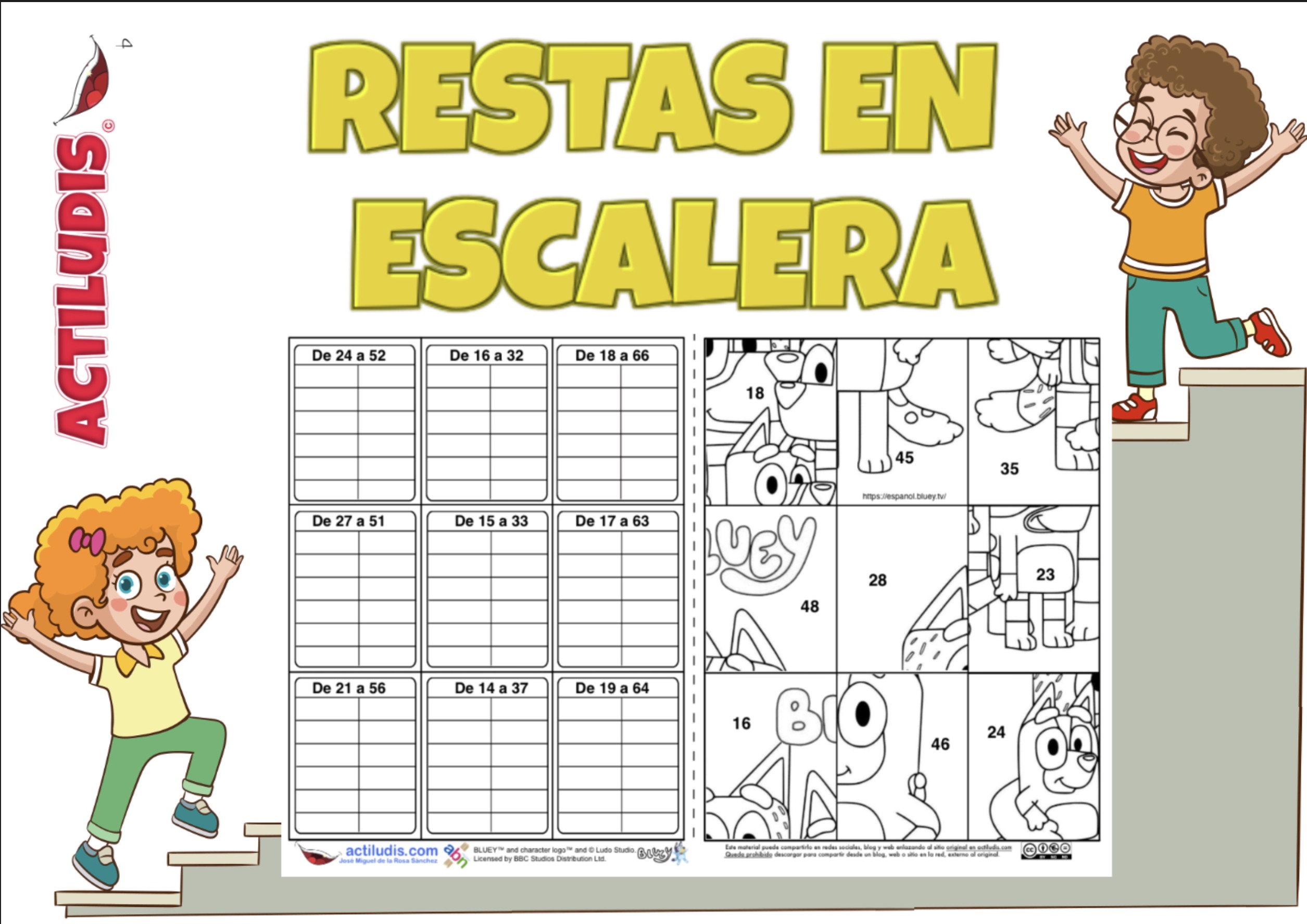 Hojas De Trabajo De Escalera De Resta