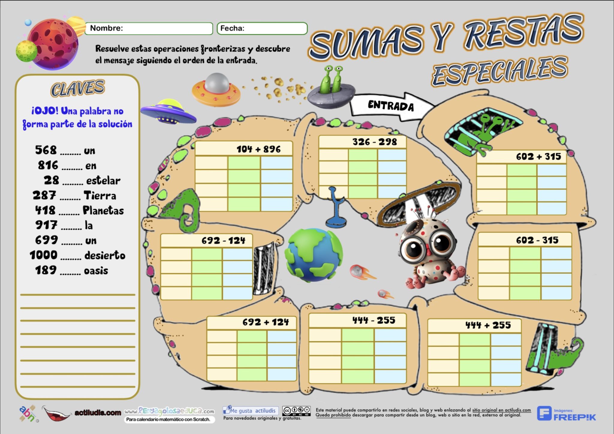 Sumas y restas especiales - Actiludis