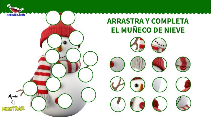 Completa la figura del Muñeco de Nieve - Actiludis