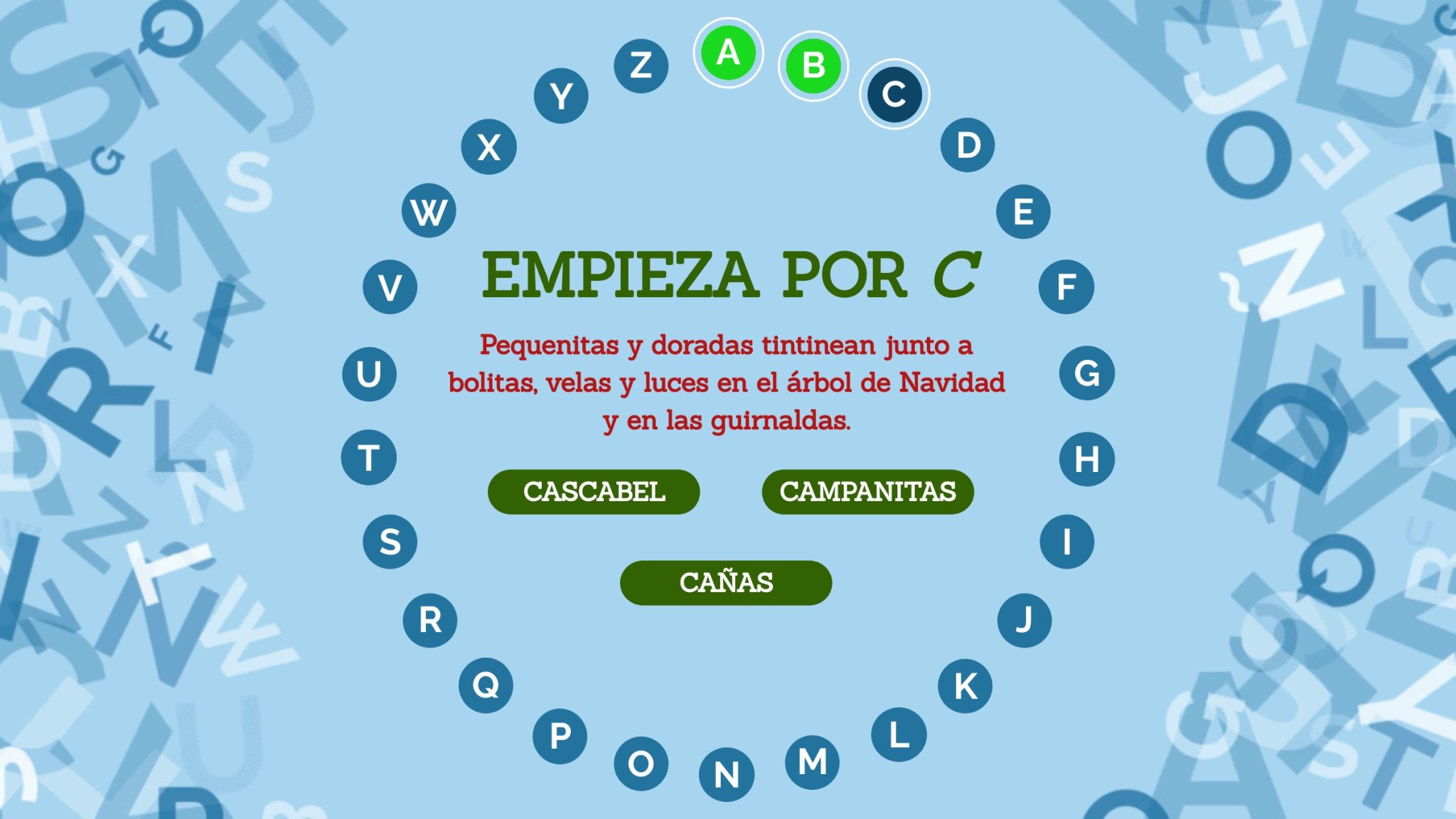 Pasapalabra con vocabulario navideño - Actiludis