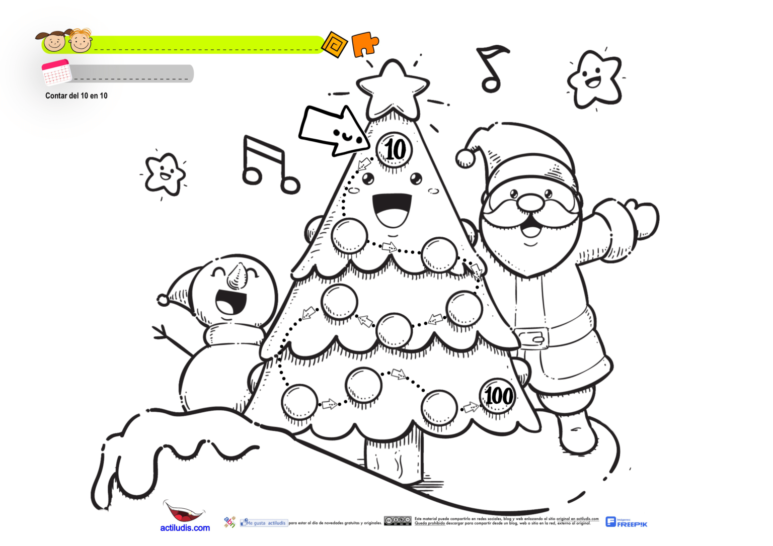 Conteo en el árbol de Navidad - Actiludis