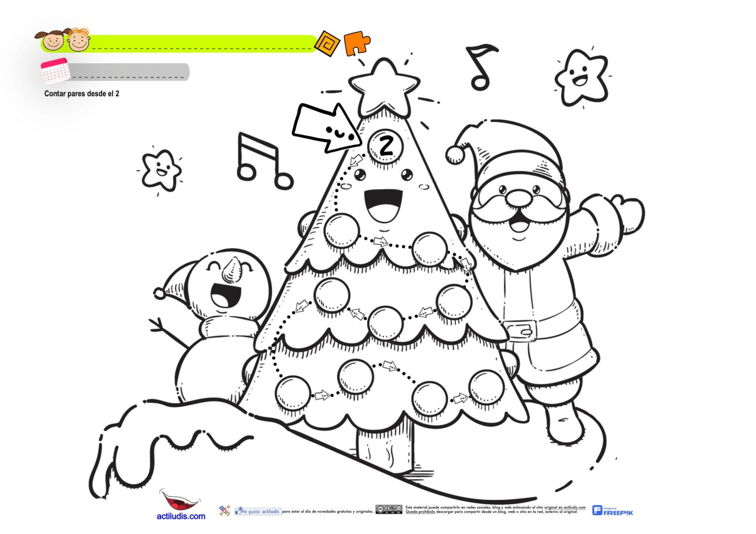 Conteo en el árbol de Navidad - Actiludis