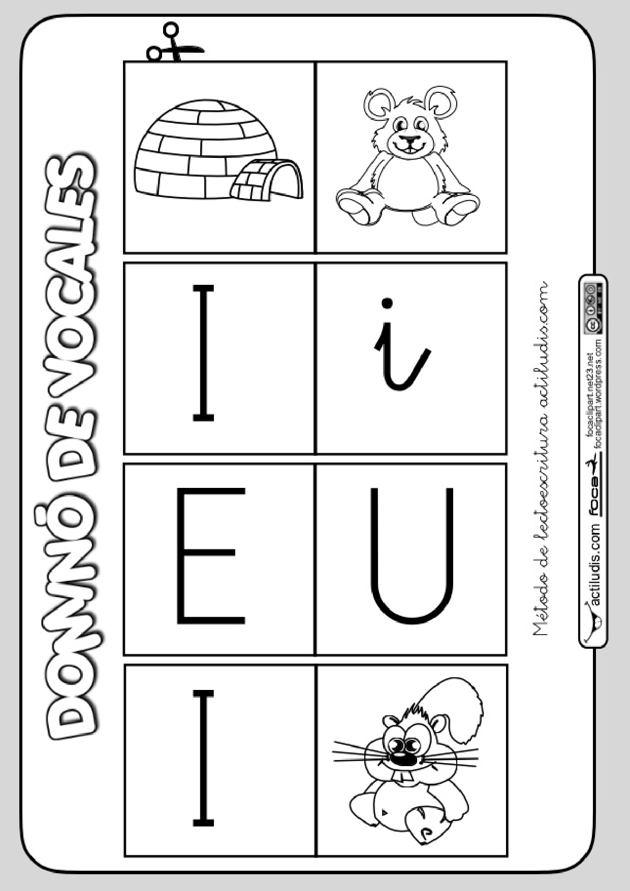 Dominó de las vocales método de lectoescritura Actiludis - Actiludis