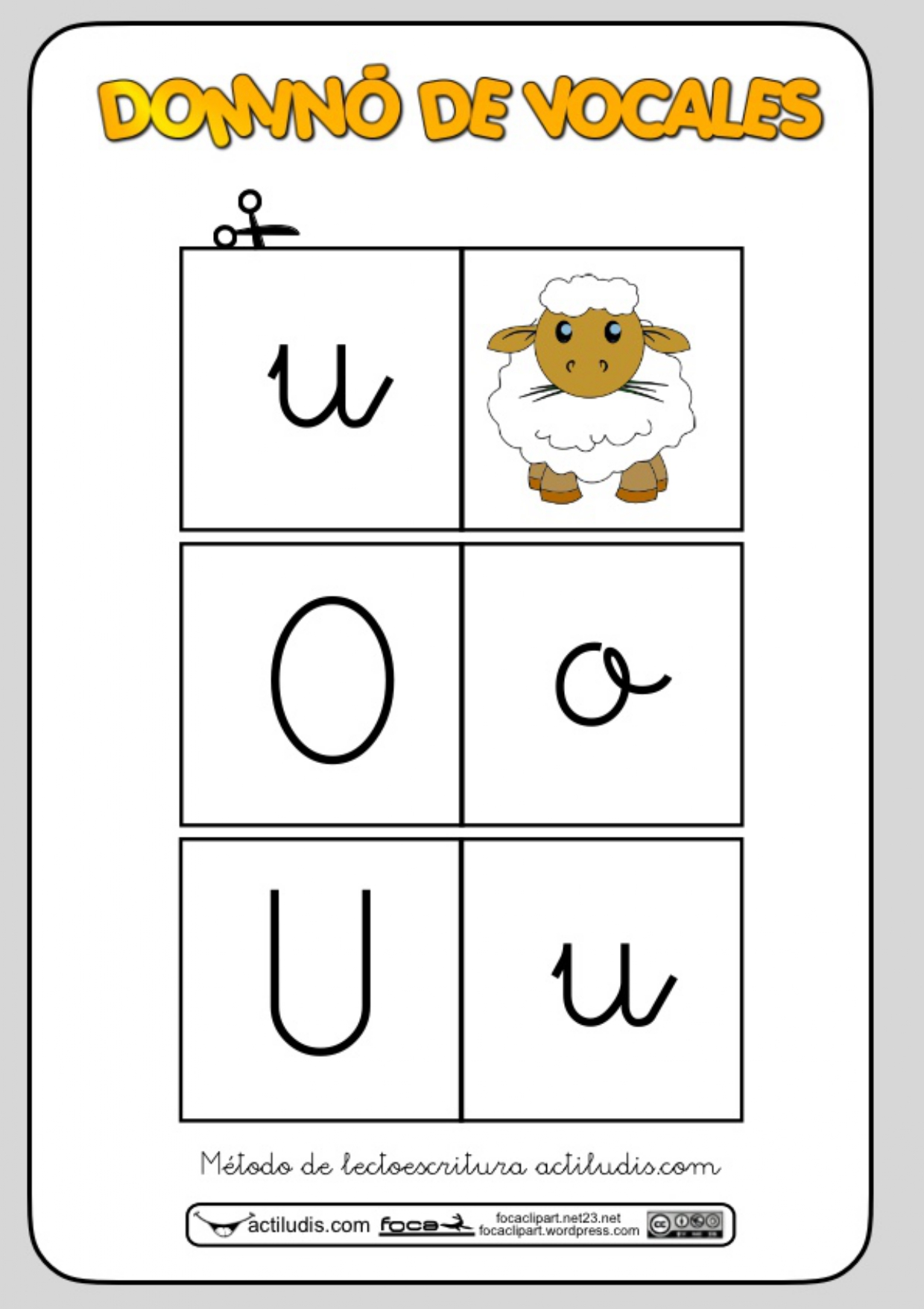 Dominó de las vocales método de lectoescritura Actiludis - Actiludis