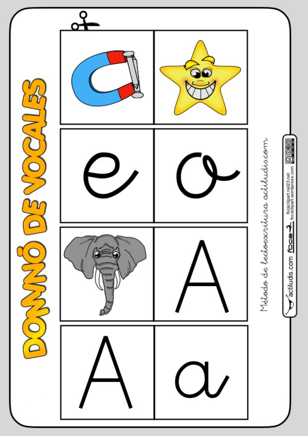 Dominó de las vocales método de lectoescritura Actiludis - Actiludis