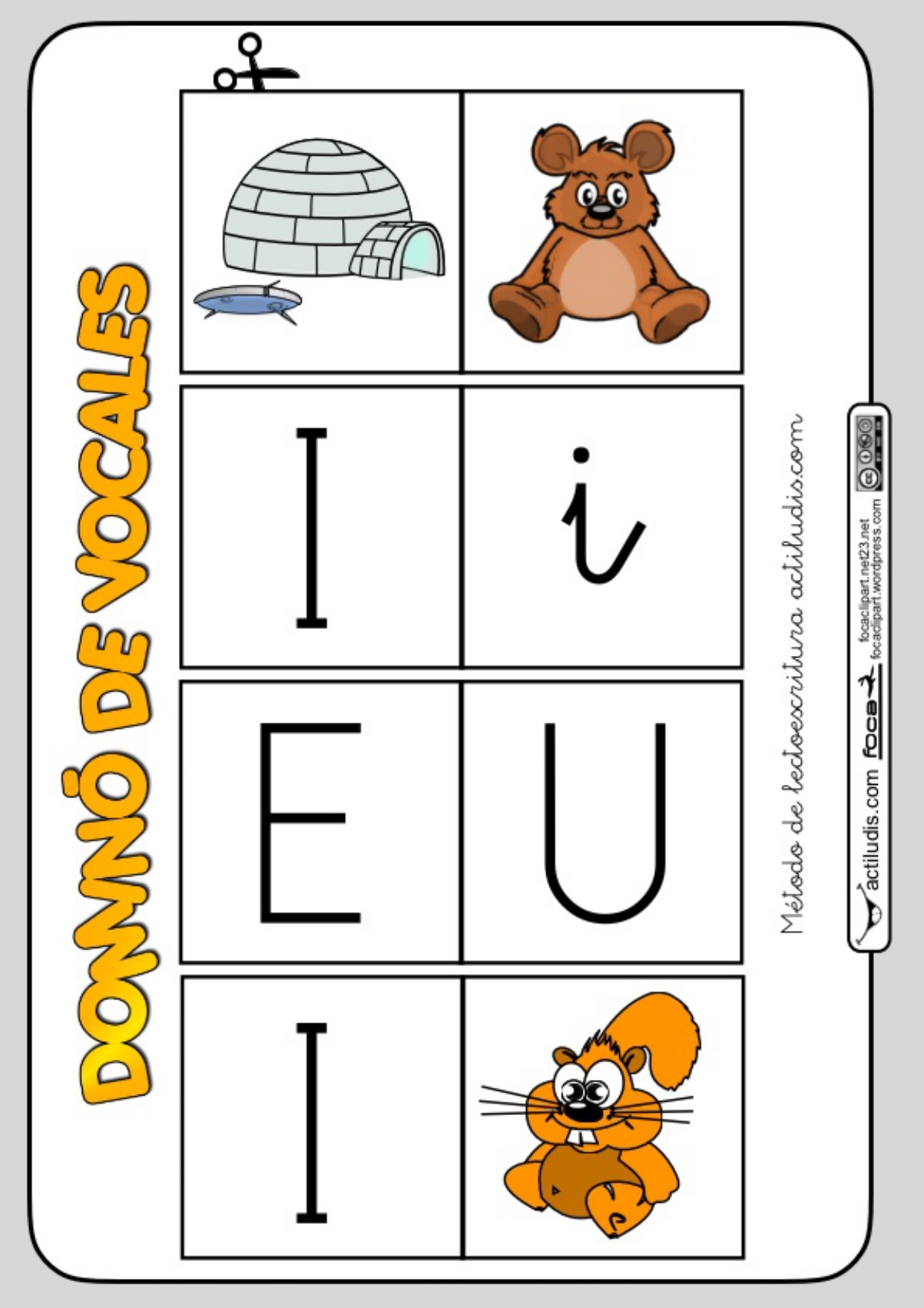 Dominó de las vocales método de lectoescritura Actiludis - Actiludis