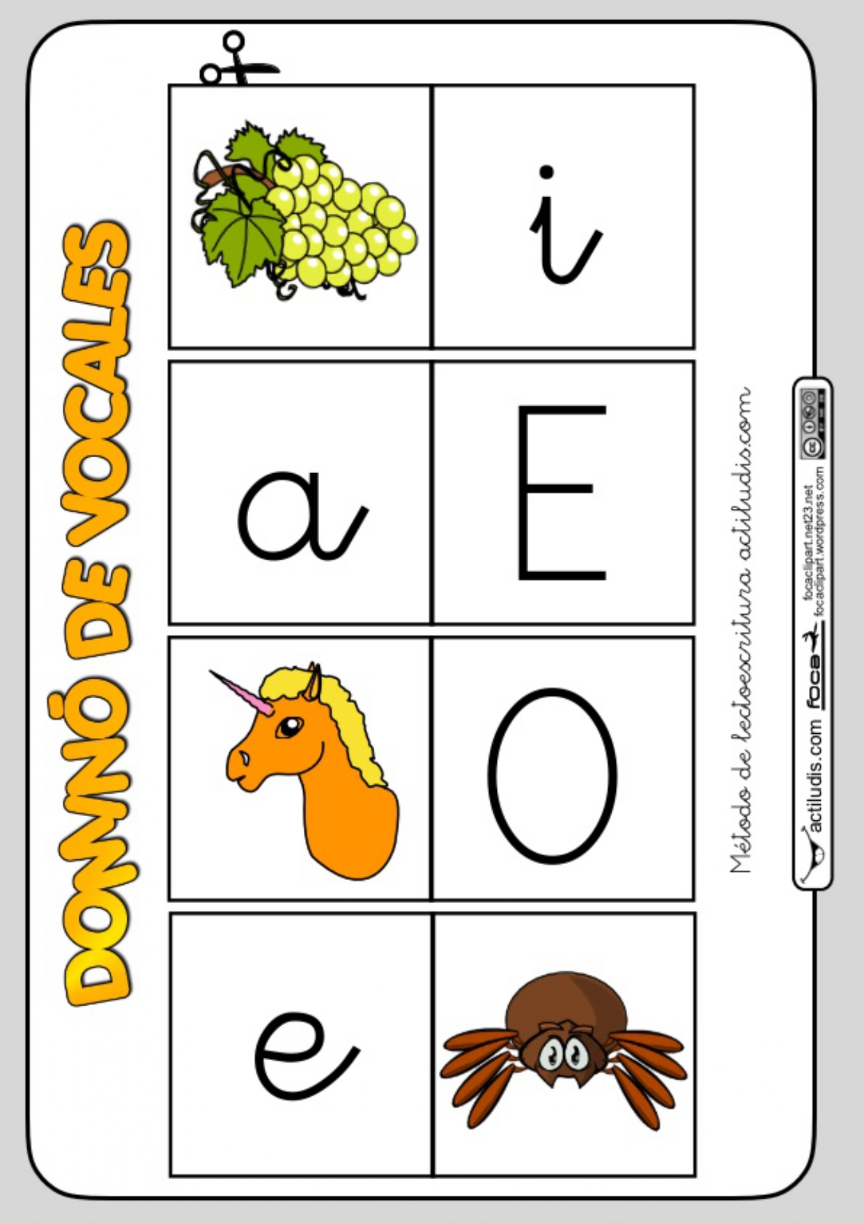 Dominó de las vocales método de lectoescritura Actiludis - Actiludis