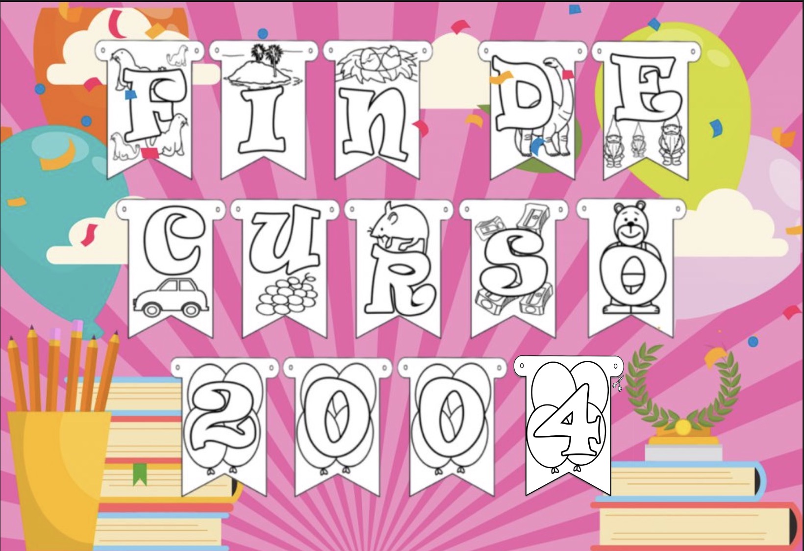 Banderines para adornar el Fin de Curso - Actiludis