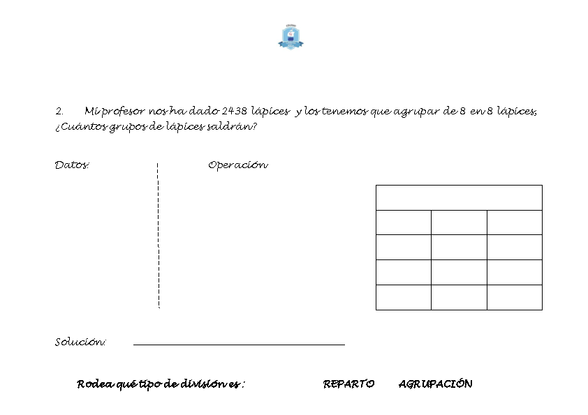 Cuaderno de problemas de división por agrupamiento y por reparto ...