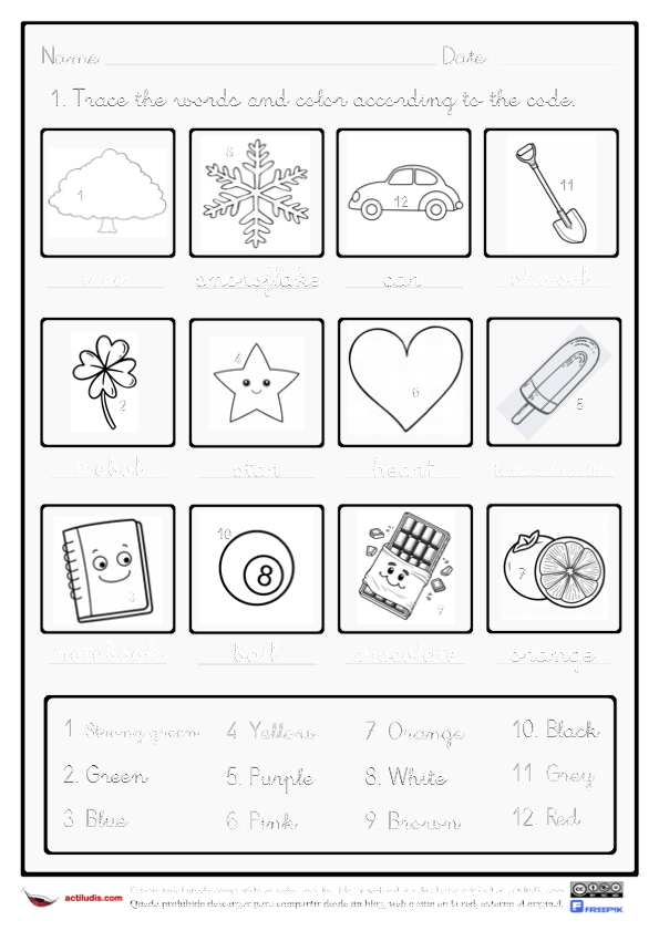 Colors and Objects Worksheet - Actiludis
