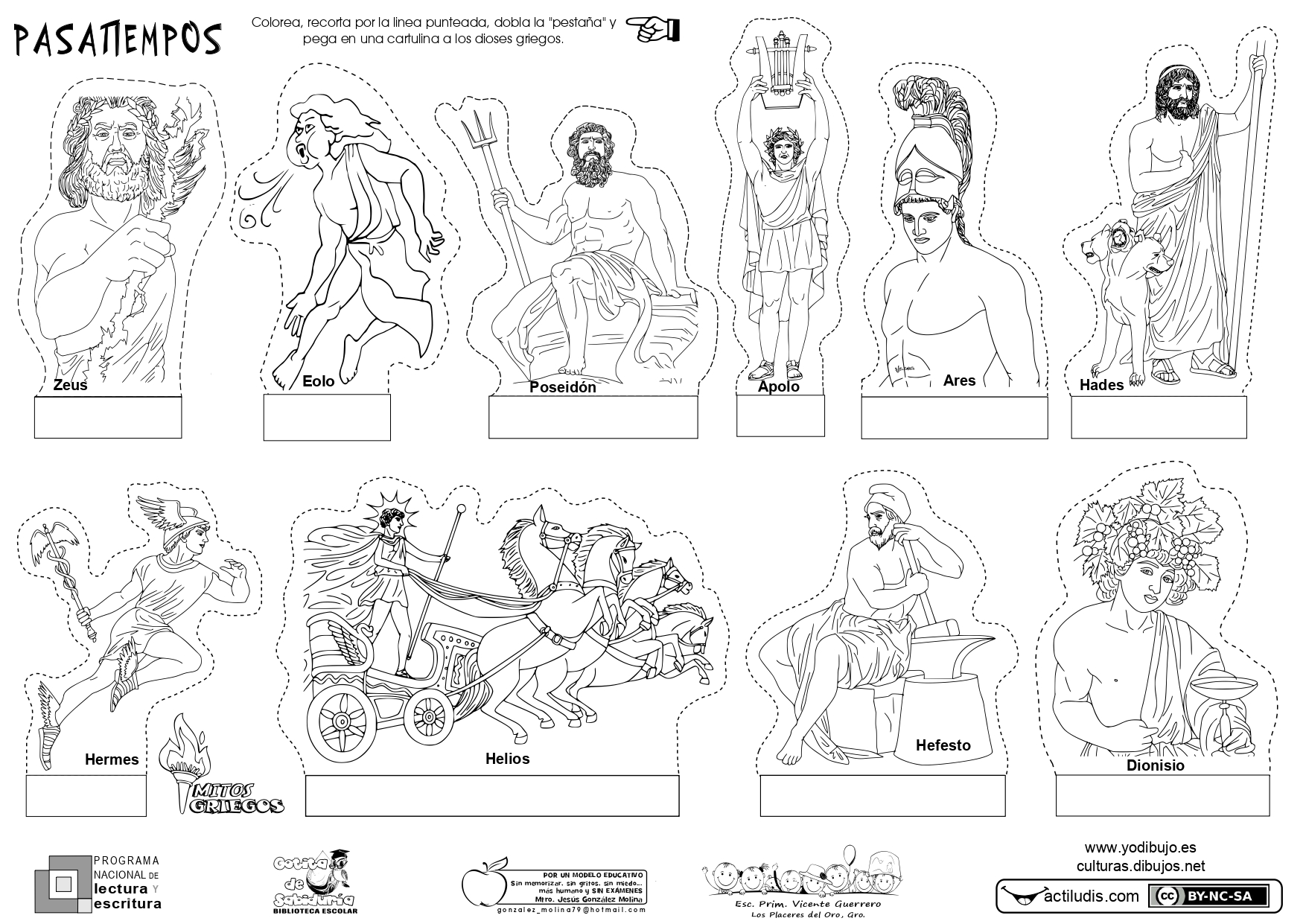 Cuaderno de lecturas, actividades y pasatiempos "Mitos griegos" - Actiludis